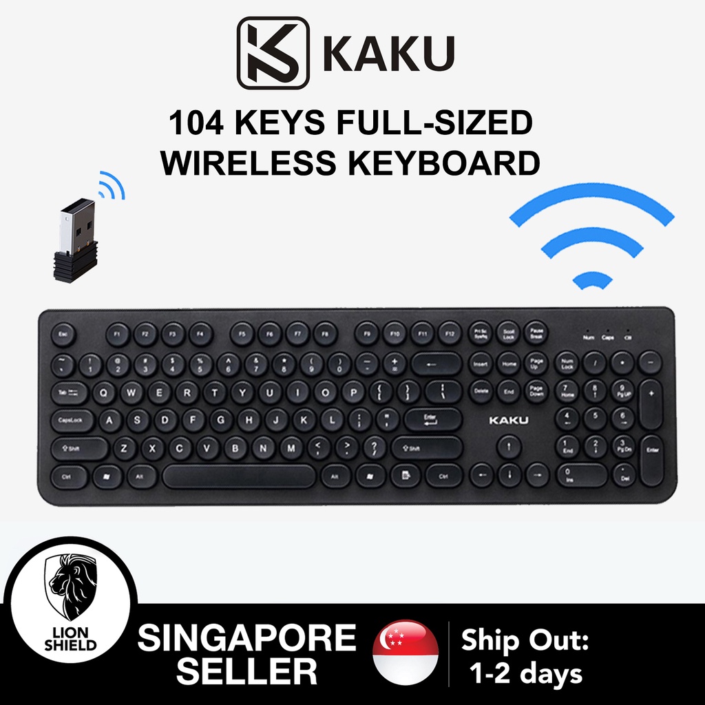 [SG] KAKU Full-sized 104 Keys Wireless Keyboard – 2.4 Ghz for computer ...