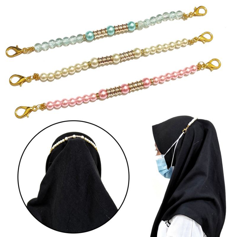 Hijab Mask Connector Mask Connector Extender Pearl Golden Pipe Series ...
