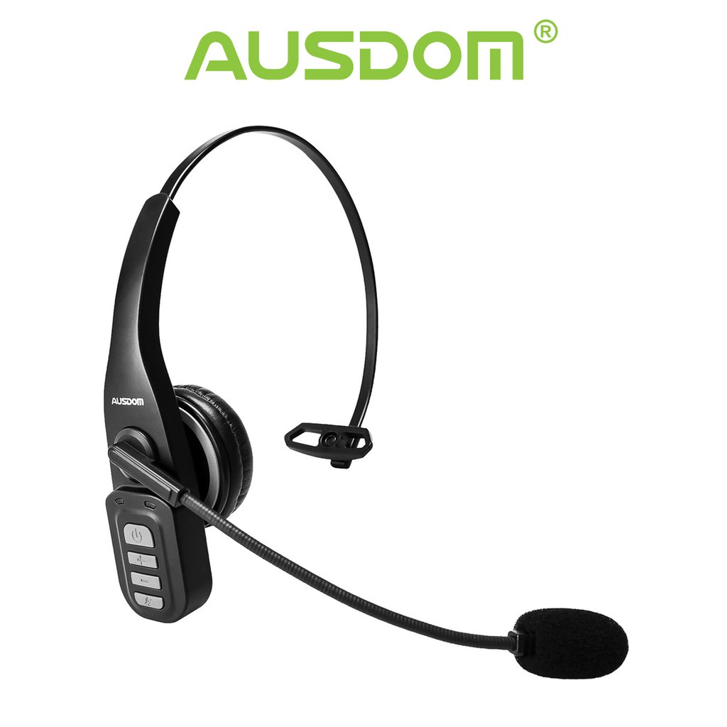 AUSDOM BW01 Bluetooth 5.0 Headset with Noise Cancelling Mic Hands-Free ...