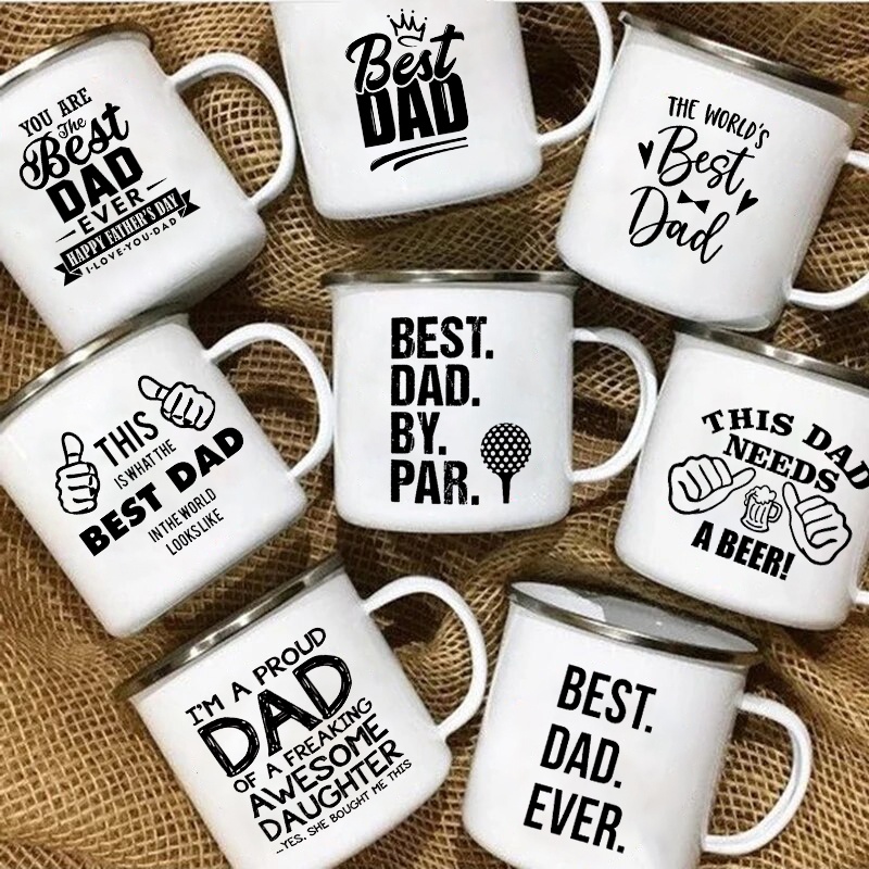 The Best Dad 2 Enamel Mugs Creative Coffee Mug Wine Beer Drink Juice ...