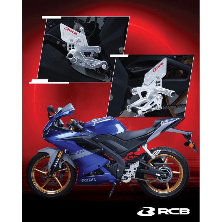 RCB Racing Footrest Yamaha R15 V3 V4 R15M MT15 R15V3 Silver Black ...