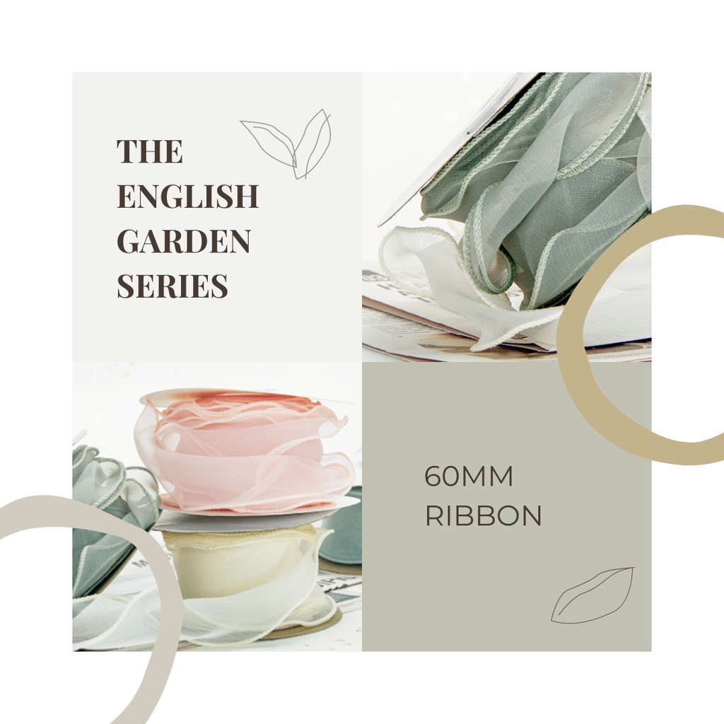 [SG Seller] 70mm THE ENGLISH GARDEN SERIES Curly Ribbon Elegant Classy ...