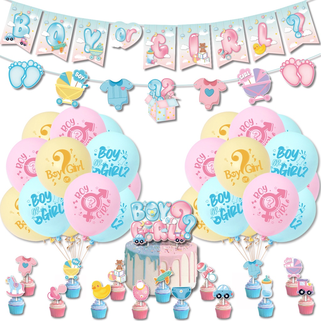 Boy Or Girl Gender Reveal Balloons Gender Disclosure Theme Decorative ...
