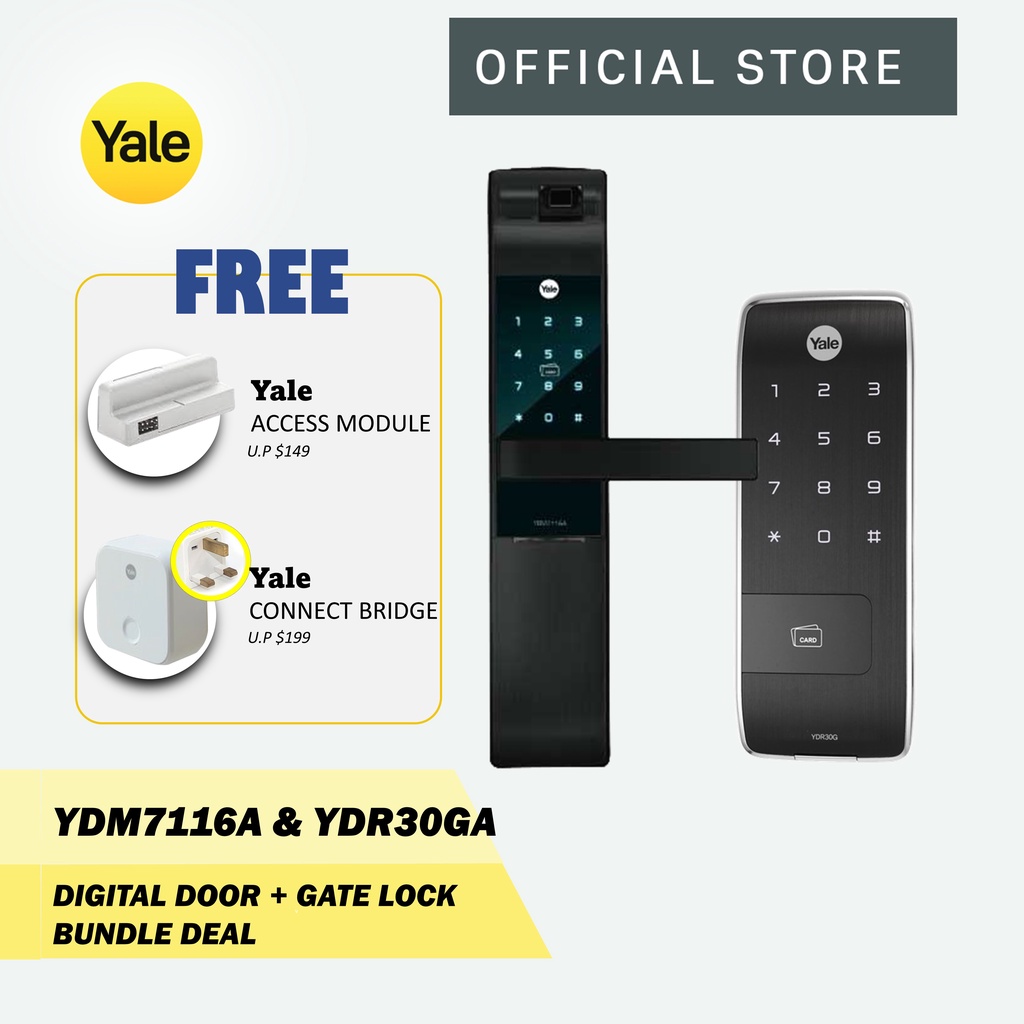 Yale YDR30GA Gate & YDM7116A Matte Black Door Digital Lock Bundle ...