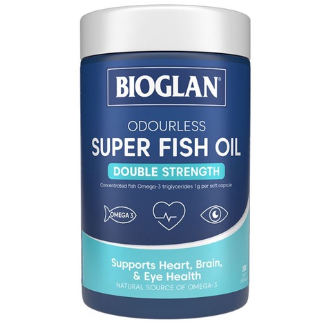 Bioglan Super Odourless Fish Oil 2000mg 200 Capsules for Heart, Brain ...