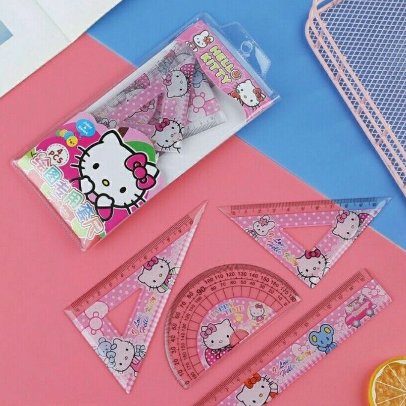 Cute Hello Kitty Set Ruler Kitty 15cm Ruler Cartoon Shape Ruler Hello ...