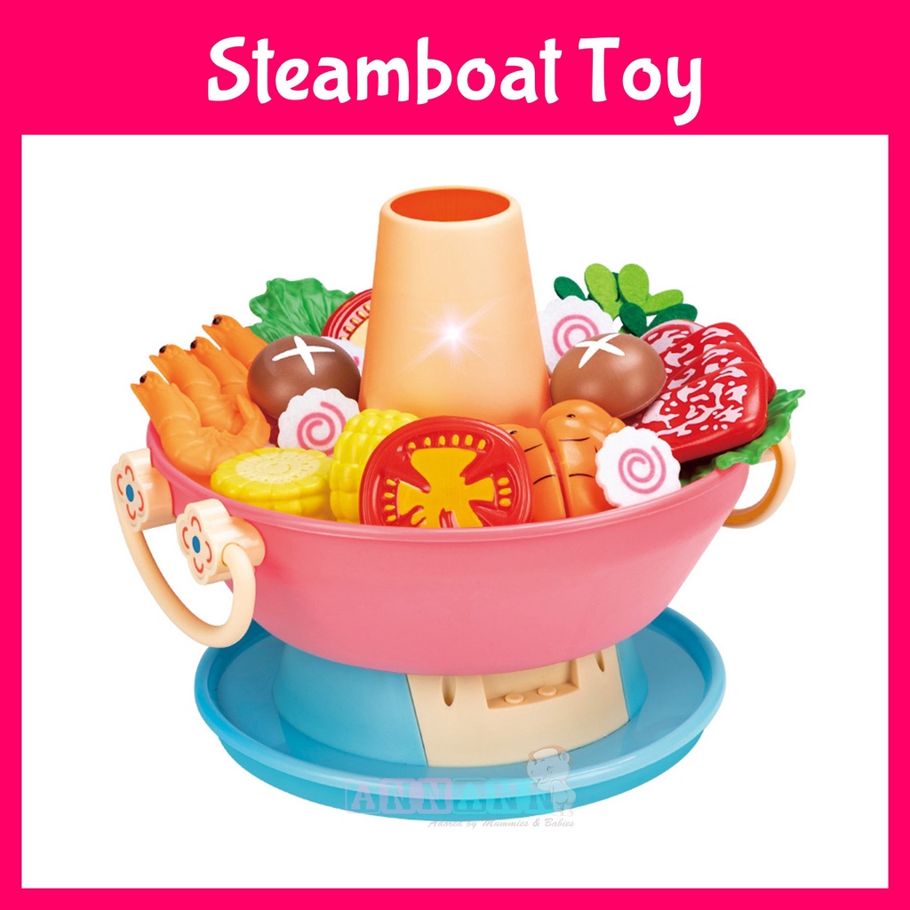 Steamboat Misty Toy Hot Pot Cooking Kitchen Fun with Meat Vegetables ...
