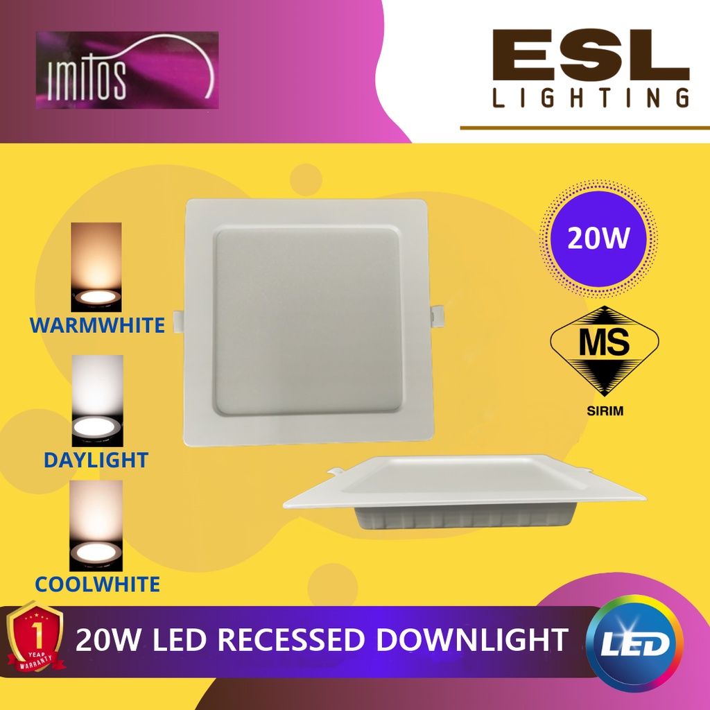 ESL LIGHTING IMITOS LED Downlight Square Recessed 20W / SIRIM ...