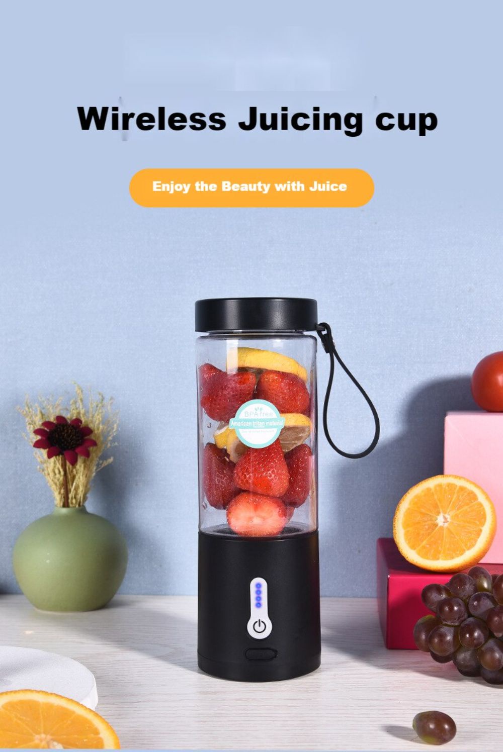 Powerful Portable 6 Cutter Head Blender Household Juice USB Type-C ...