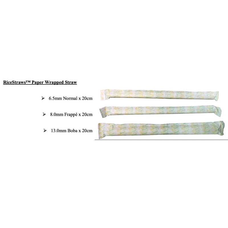Biodegradable Natural Rice Straws 13mm x 200mm For Boba/Bubble tea ...