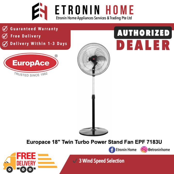 EuropAce Twin Turbo Power Stand Fan EPF 7183U | Shopee Singapore