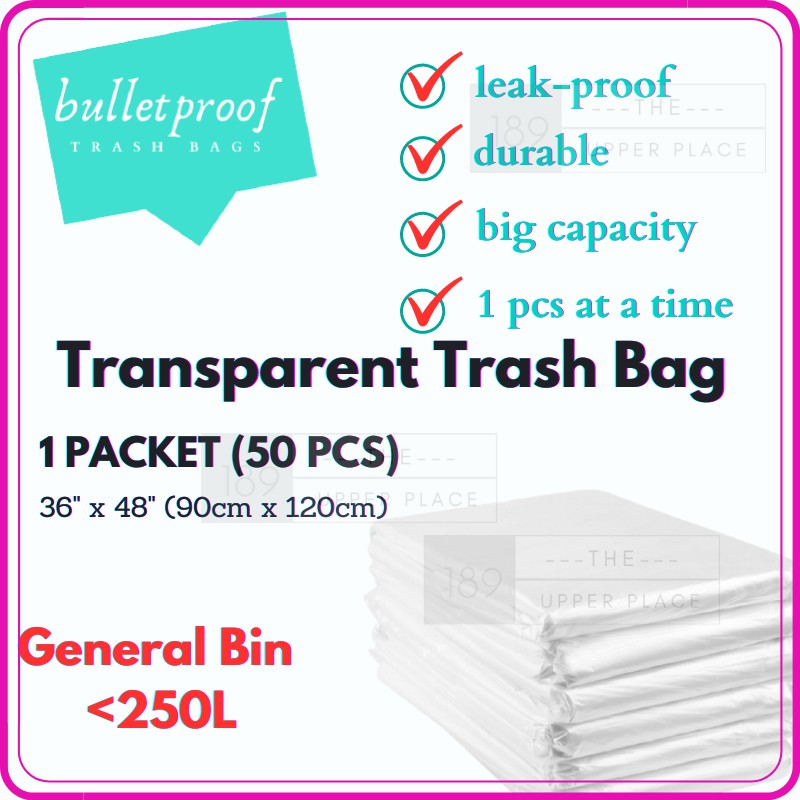 Transparent Garbage Bag | Big Trash Bag | 36x48inches (90cm x120cm ...