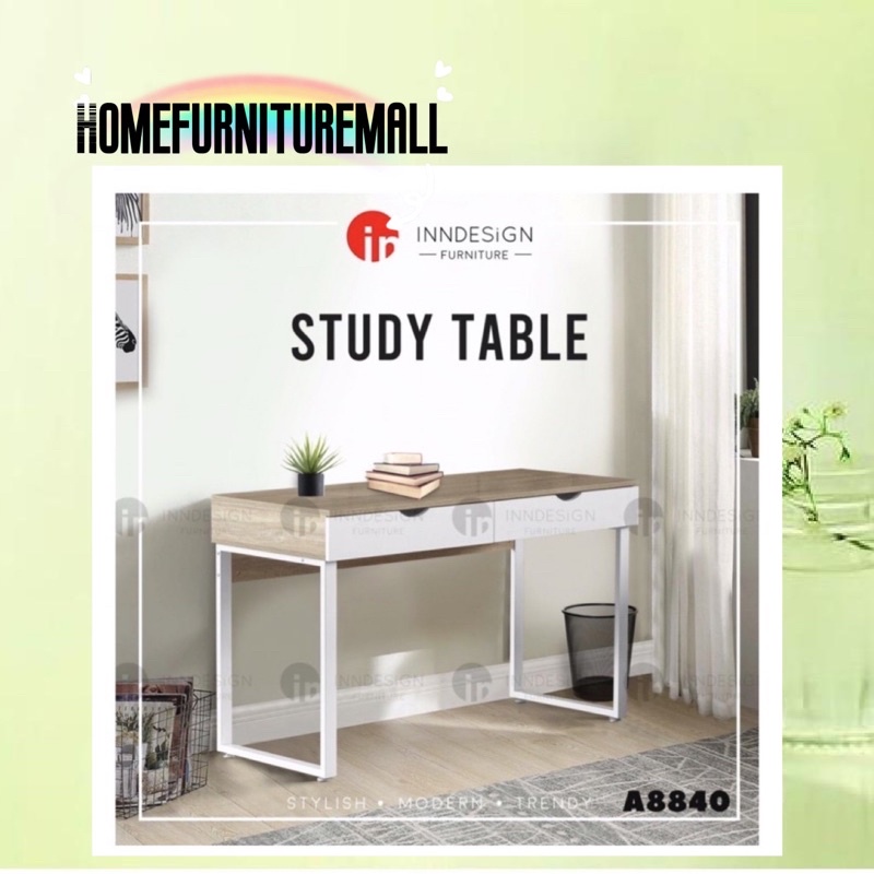Model 8840 Study Table with 2 Drawers and Metal Legs (Free Installation ...