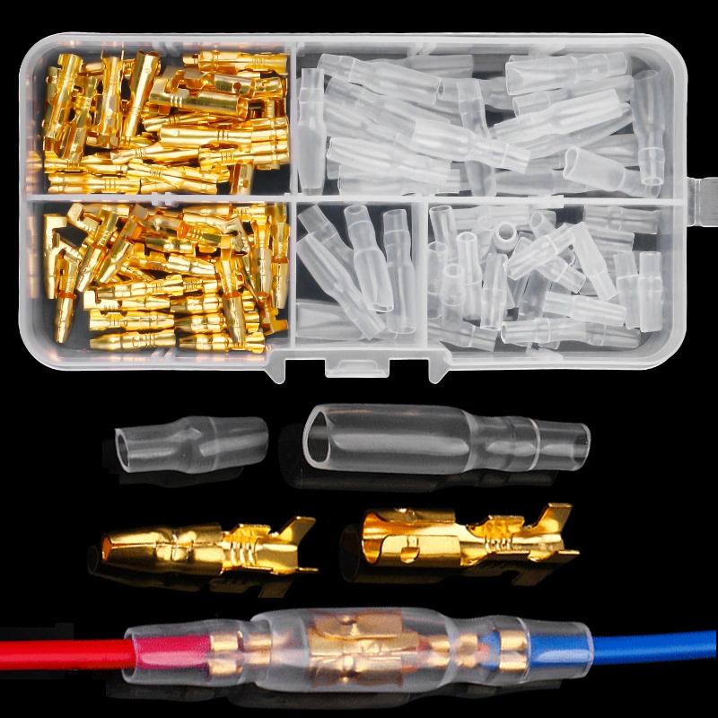 120pcs/set Brass Bullet Connector Terminal Male & Female with Cover Car ...