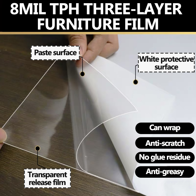 8mil TPH Transparent Furniture Protector Film Kitchen Dining Table Wood ...