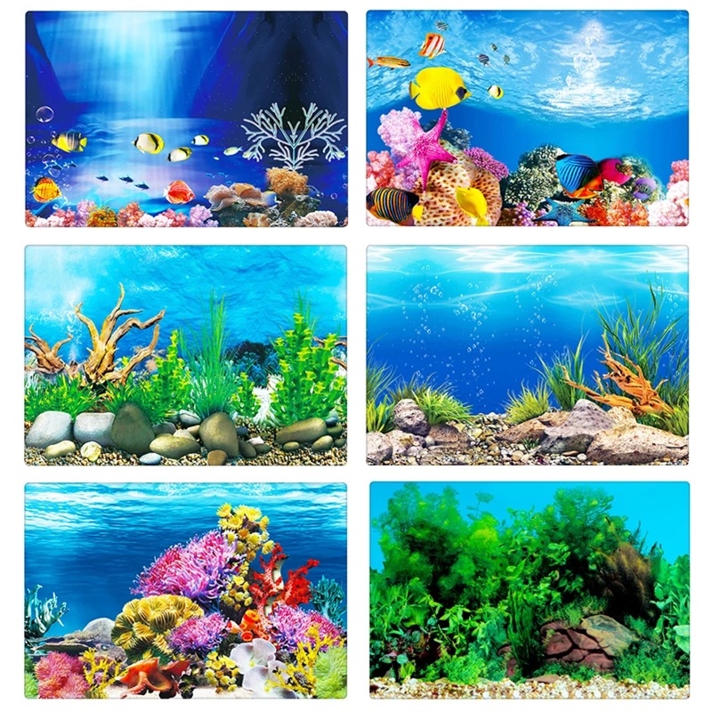 Double Side Fish Tank Wall Poster Background Aquarium Decoration 3D HD ...