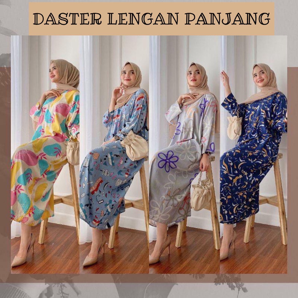 Rayon Daster Gamis with Modern Premium Motif, 3 Sleeves,/ 4, Women's ...