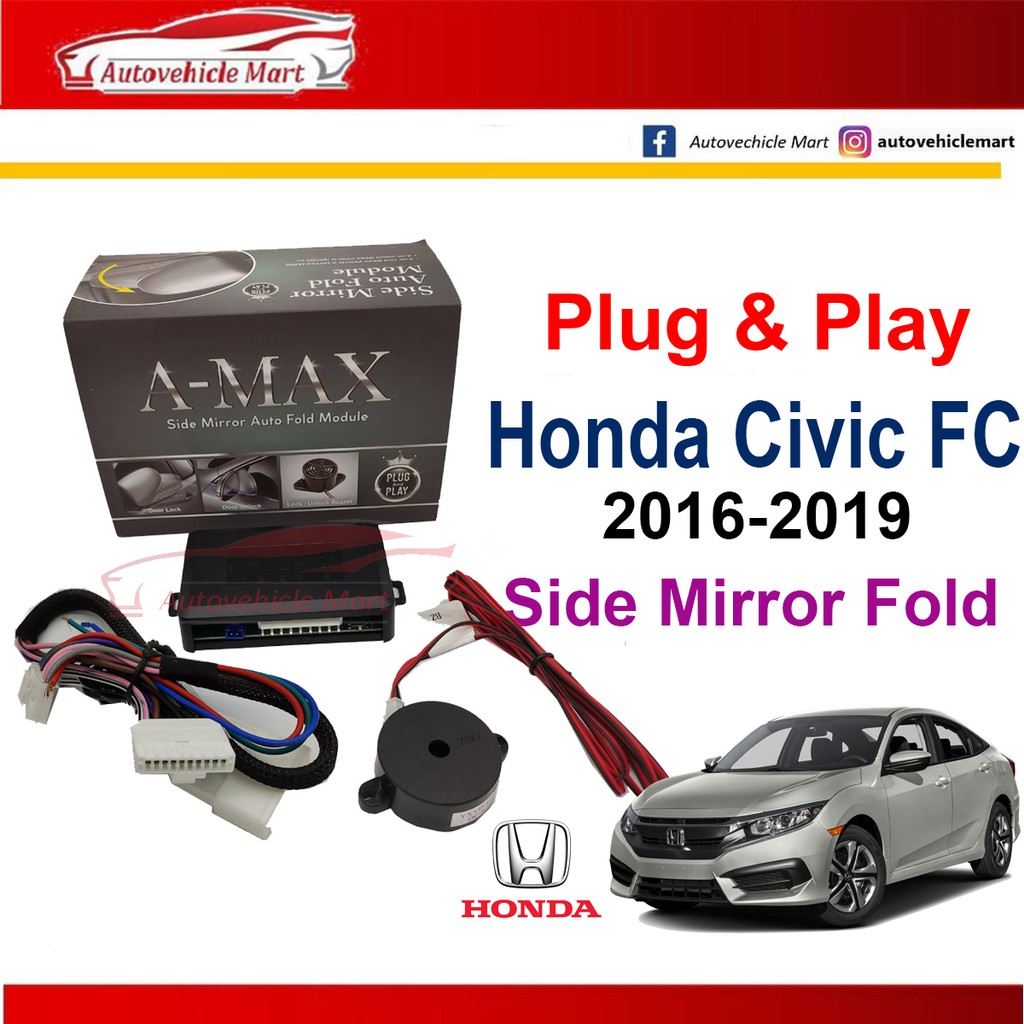 A-MAX Honda Civic 2016-2020 Side Mirror Auto Fold System and Brake Lock ...