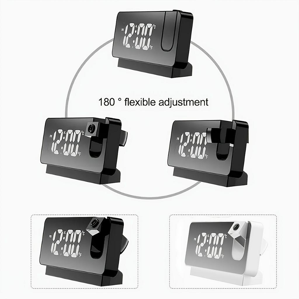 LED Electronic Clock Red Light Projection USB Charging Bedroom Living ...