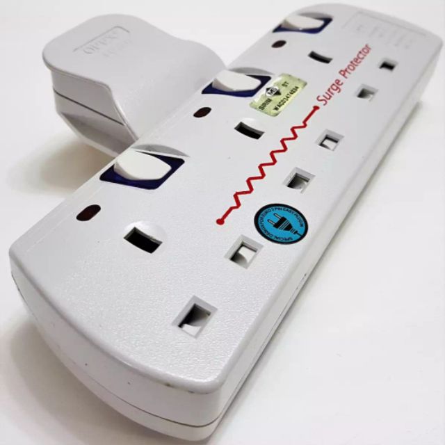 3 Gang T - Adaptor 3 pin plug Extension with Neon indicator Sirim ...