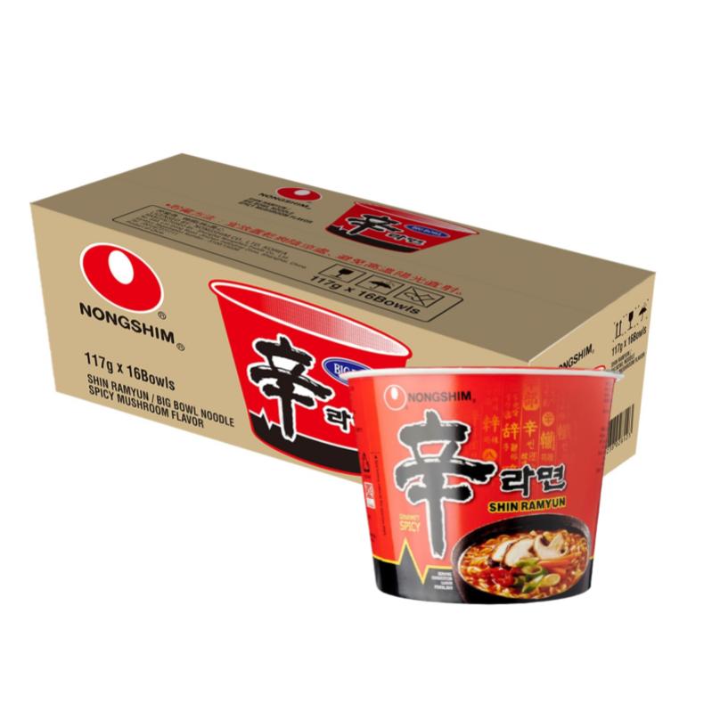 Nongshim Spicy Mushroom Shin Ramyun - Big Bowl Carton (16x117g ...