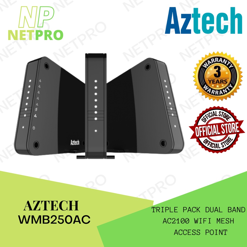 Aztech Triple Pack Dual Band AC2100 WiFi Mesh Access Point | Shopee Singapore