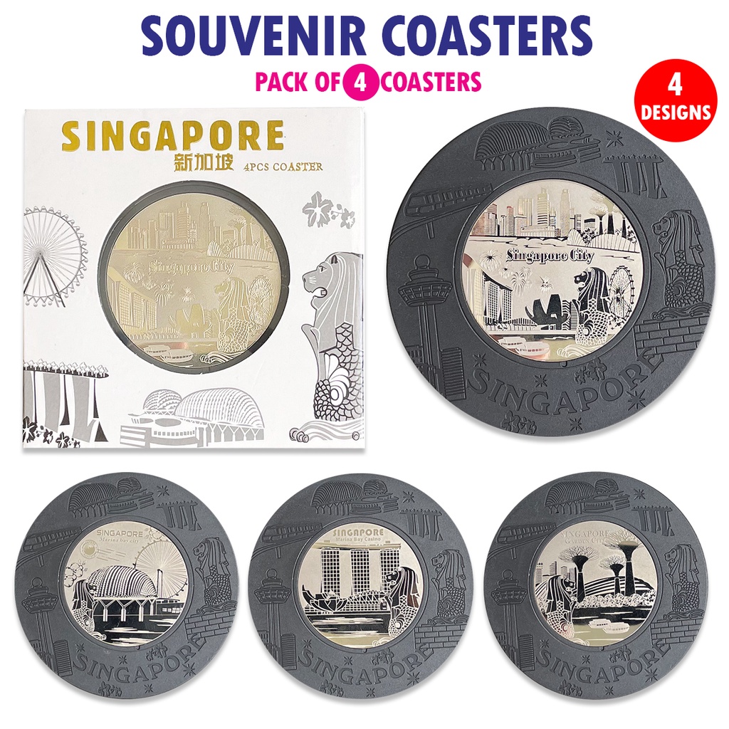 [SG Ready Stock] Cup Coaster 4pcs Set*Singapore Souvenir | Shopee Singapore