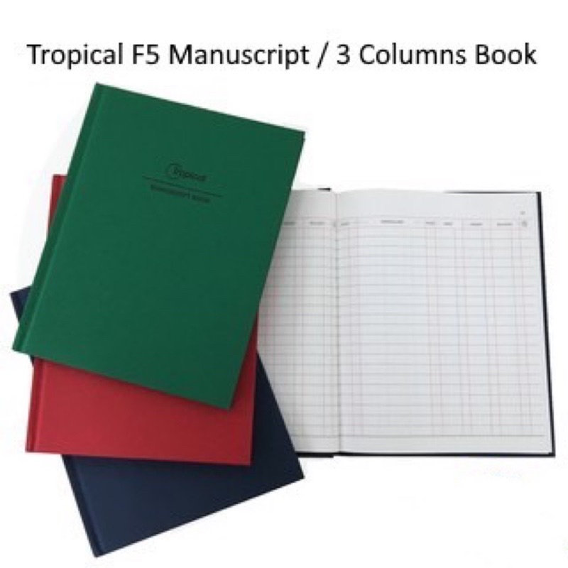 Tropical F5 Hard Cover 3 Columns Quarto Book Manuscript Short /Buku Log ...