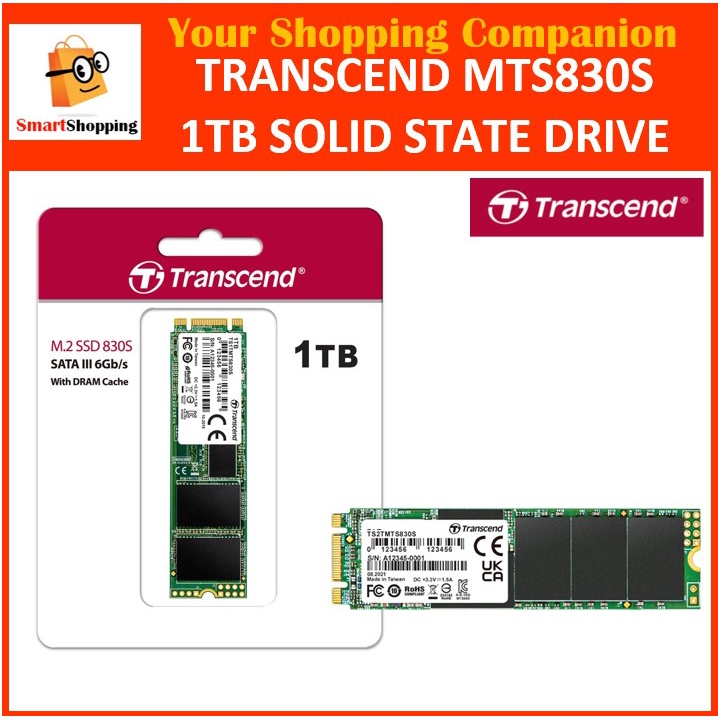 Transcend MTS830S 1TB M.2 2280 Solid State Drive SATA III B+M Key TLC w/ DRAM Cache TS1TMTS830S ...