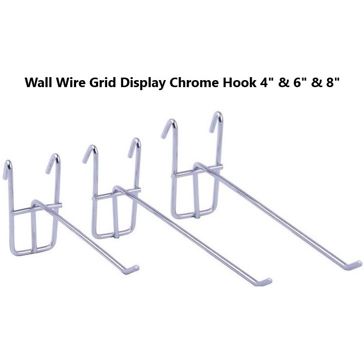 [SG STOCK] CHROME HOOK 10 PCS Wall Wire Grid Display Rack Netting ...