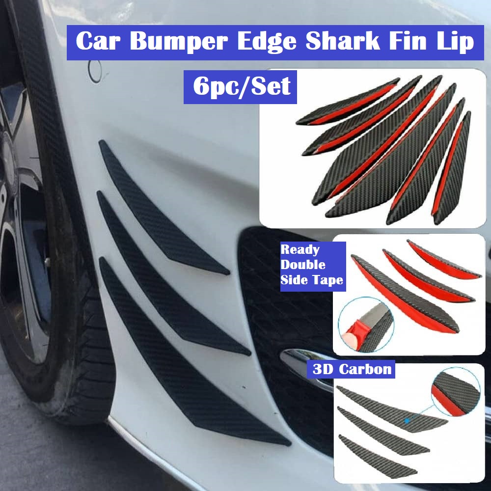 6Pc Car Bumper Lip Protector Rubber Strip Carbon Diffuser Body kit ...