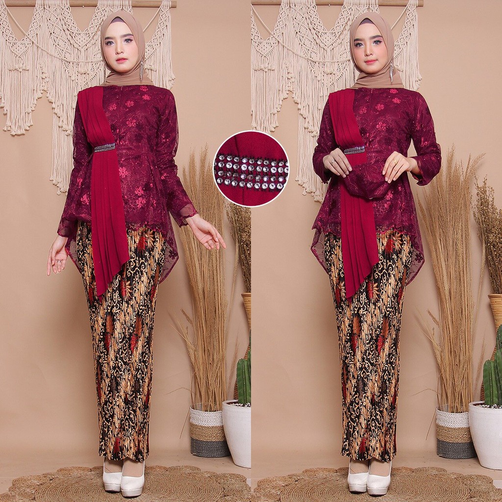 Aurora Kebaya Suit Maroon Shawl / Muslim Kebaya and Various Other ...