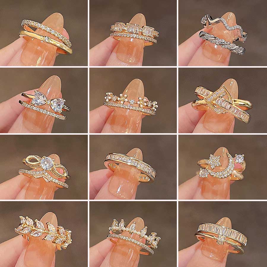 Luxurious Diamond Crystal Gold Titanium Steel Korean Simple Women ...