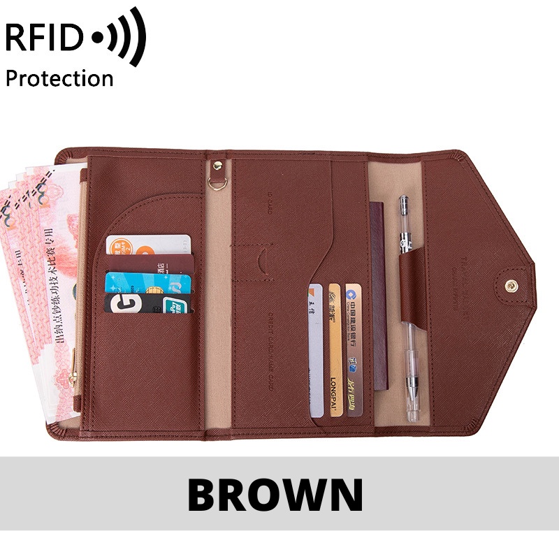 RFID Anti-Theft Travel Wallet Passport Holder Document Organizer ...
