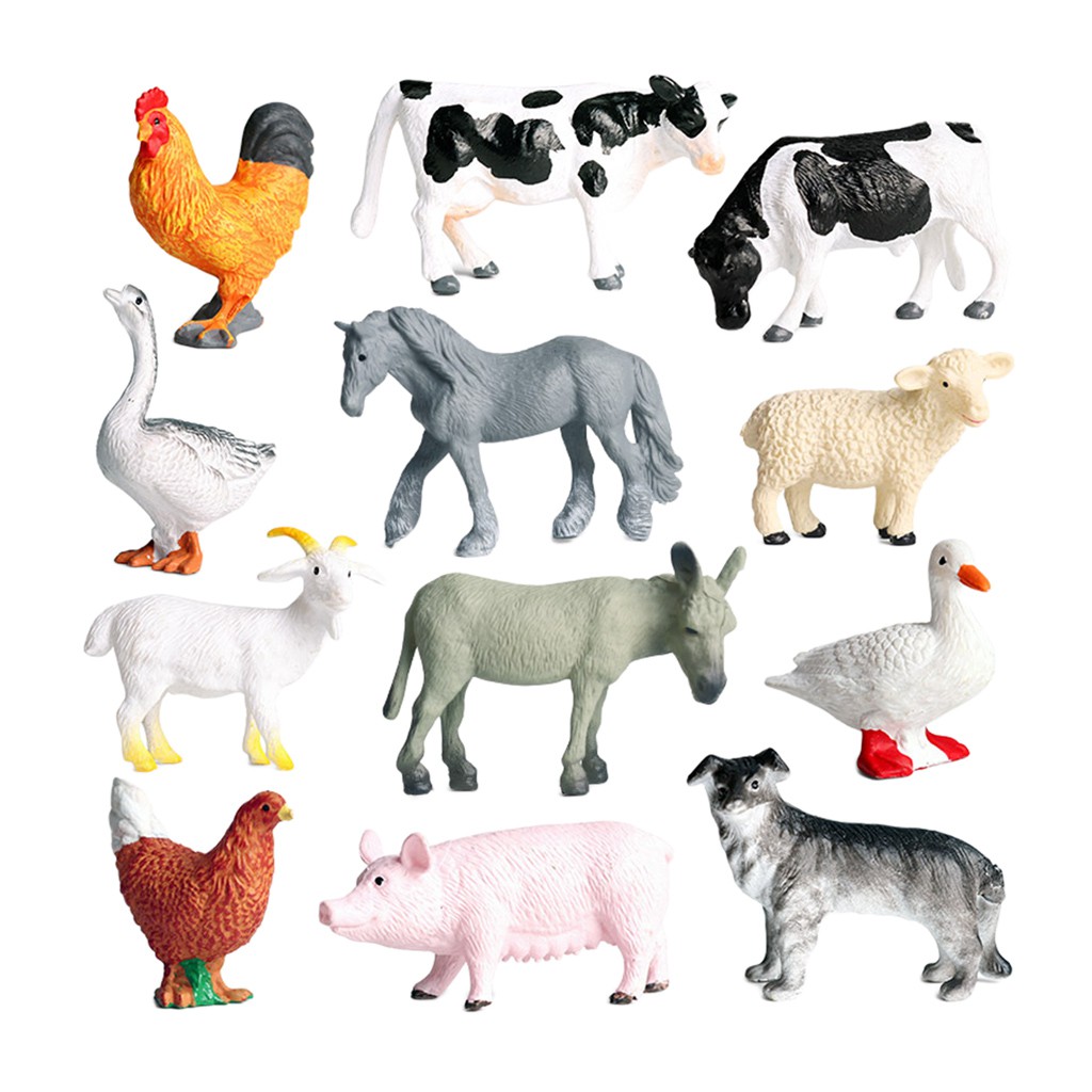 12 Pieces Toy Animals Play Set Farm Animals Toys Set Cake Toppers for ...