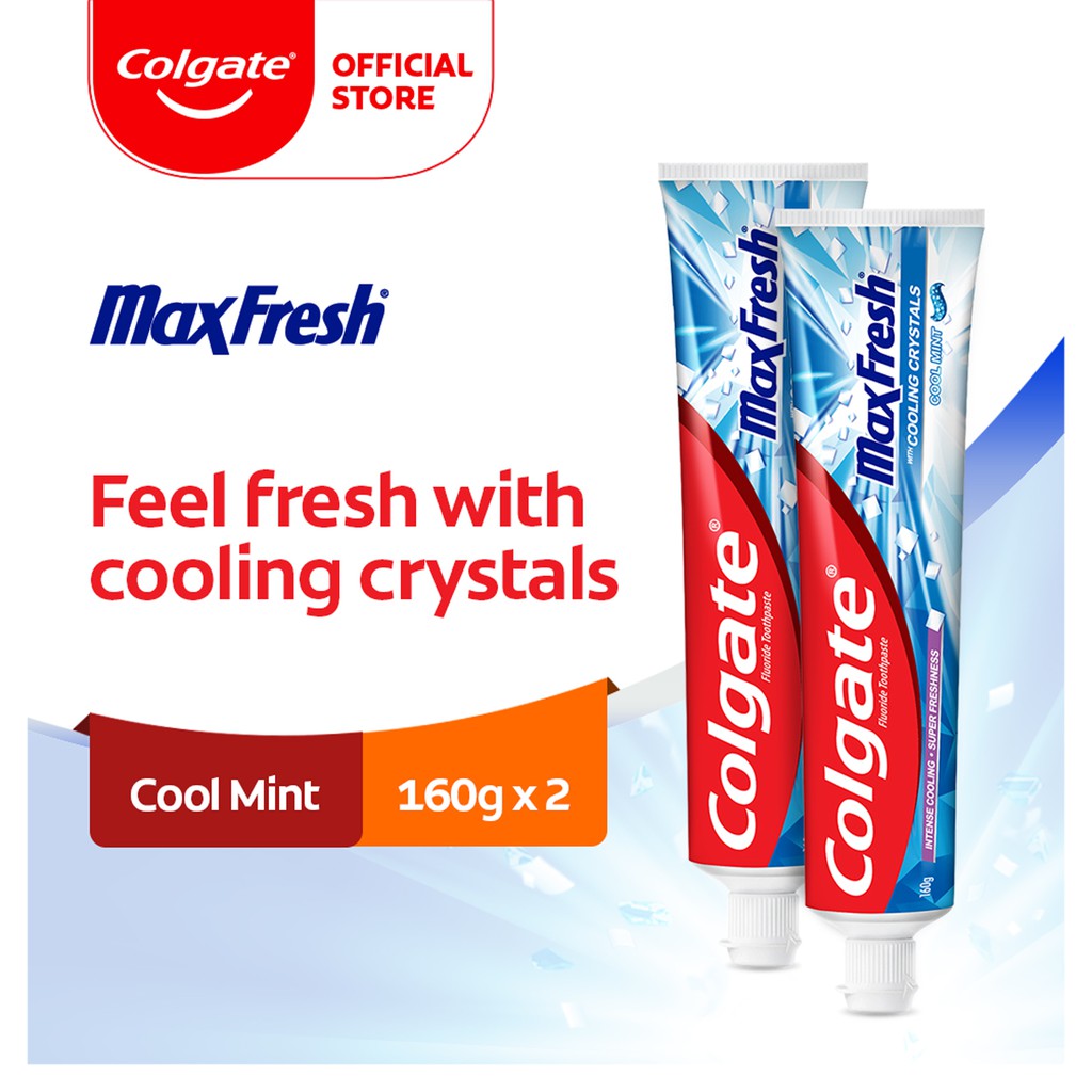 Colgate Max Fresh Cool Mint Toothpaste Valuepack 160g x2 | Shopee Singapore