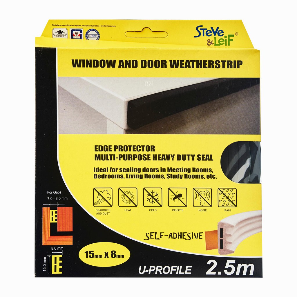 Steve & Leif U-Profile Window & Door Seals 15x8mm (2.5m ...