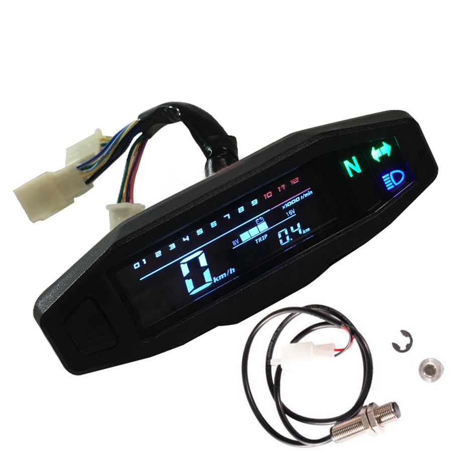 Motorcycle Mini LCD Speedometer Digital Odometer Gauge Carburetor Meter ...