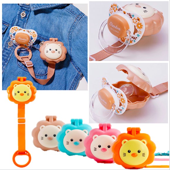 SIMBA 2in1 Pacifier Holder Clip With Hygiene Storage Case Puting Tali ...