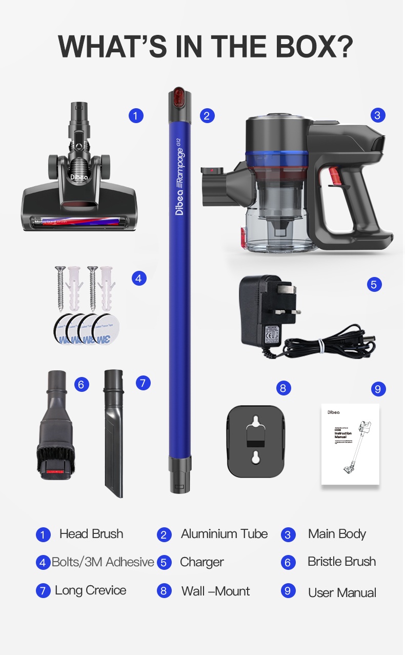 Dibea G12 Cordless Vacuum Cleaner Rampage 14,000 Pa Suction Handheld ...