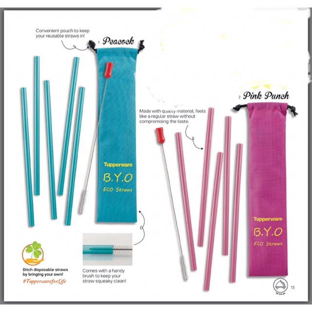 Tupperware Drinking Bottle Straw: Go Eco Straw & Brush Set | Shopee ...