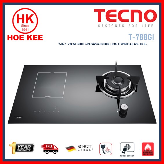 Tecno T 788GI 73cm Gas-Induction Hybrid glass hob | Shopee Singapore
