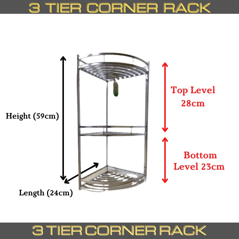 UnihomSG [ReadyStock] 2/3 Tier Stainless Steel Bathroom Racks Layered ...