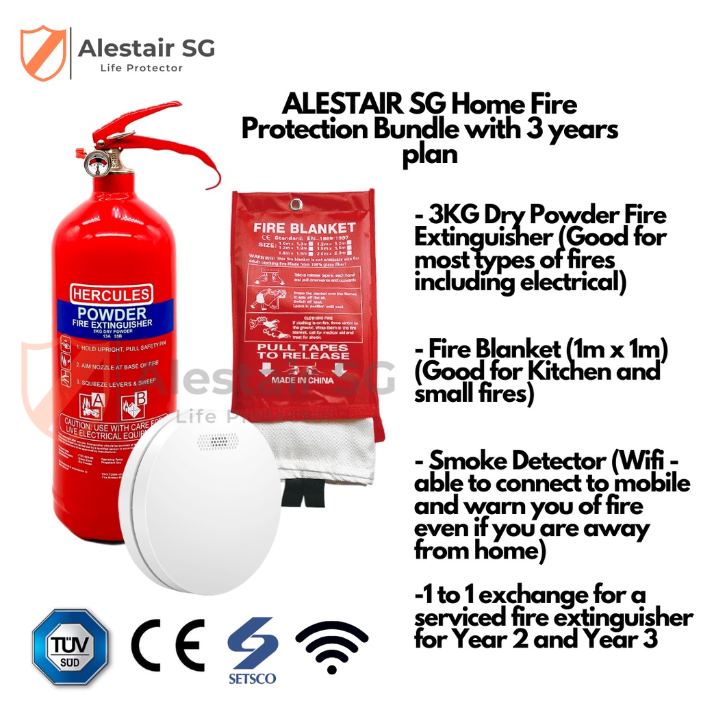 Home Fire Protection Premium Bundle comes with Fire extinguisher, Smoke ...