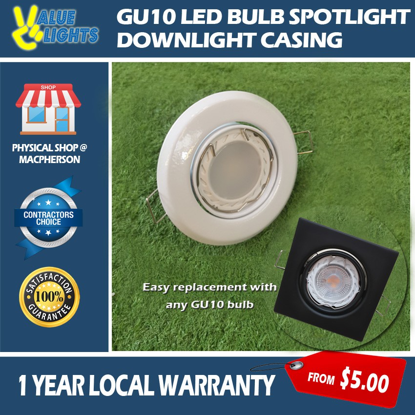 GU10 Bulb SIngle Spotlight Round Square Downlight Casing Adjustable ...