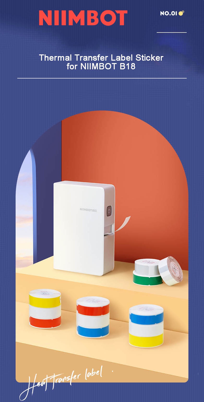 NIIMBOT B18 N1 Label Sticker, PET Waterproof Anti-Oil Scratch-Resistant ...