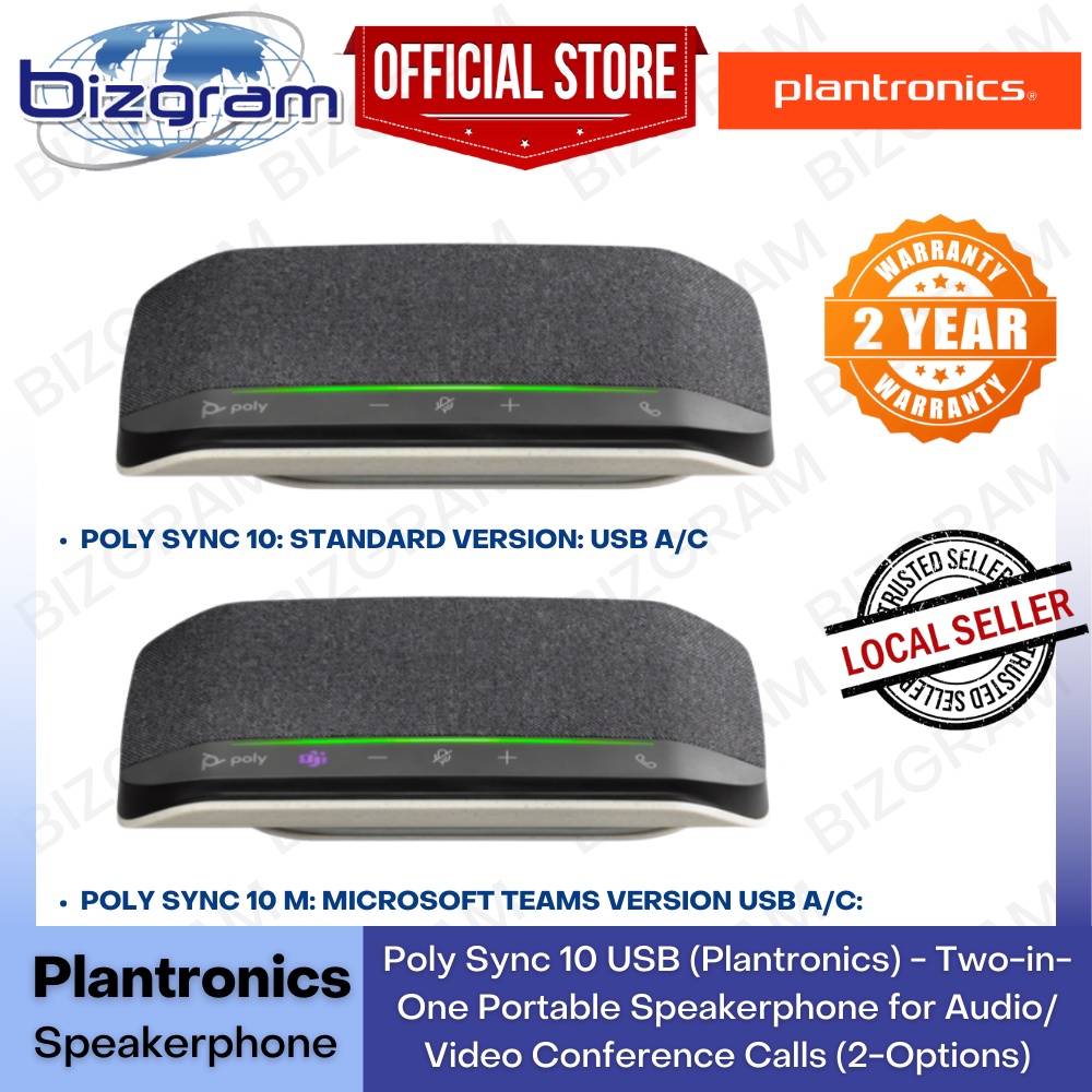Poly Sync 10 USB (Plantronics) - Two-in-One Portable Speakerphone for Audio/Video Conference ...