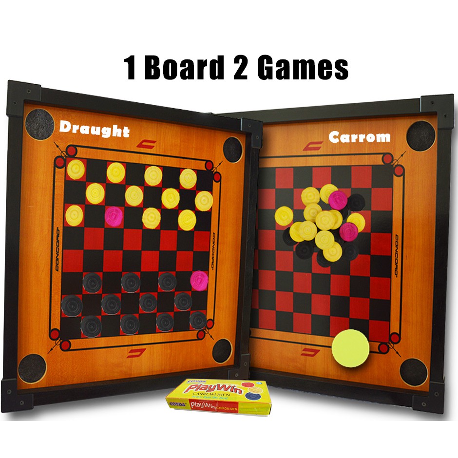 2 in 1 Mini Carrom Board & Draught Set / Papan Carrom Mini & Dam Haji 2 ...