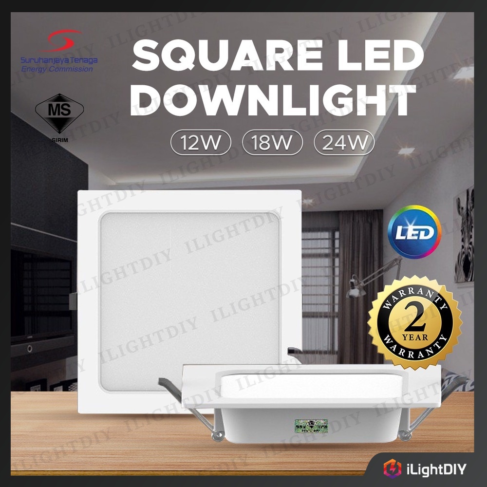 LED DOWNLIGHT 12W/18W/24W 4"/6"/8" SQUARE RECESSED LED PANEL LIGHT ...