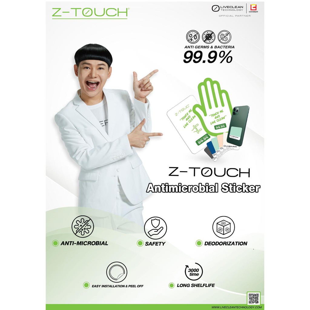 Z-TOUCH Antimicrobial Sticker for Mobile Protection with LiveClean ...
